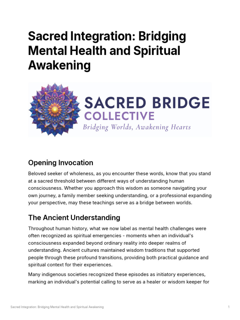 Sacred Integration Bridging Mental Health and Spiritual Awakening | PDF ...