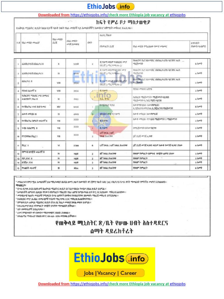 1 Prime Minister Office Ethiopia Job Vacancy | PDF