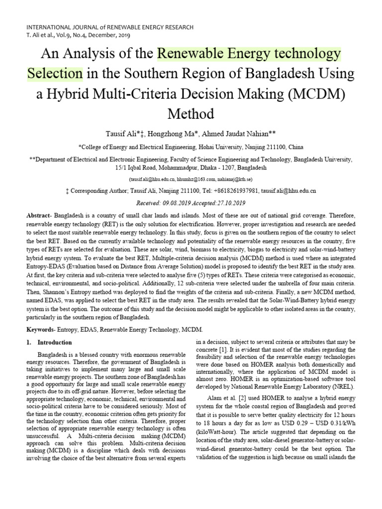 Ali Et Al 2019 Pdf Energy Development Weighted Arithmetic Mean