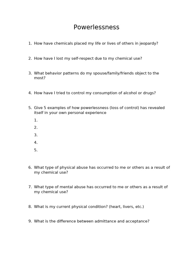 Powerlessness and Unmanageability | PDF