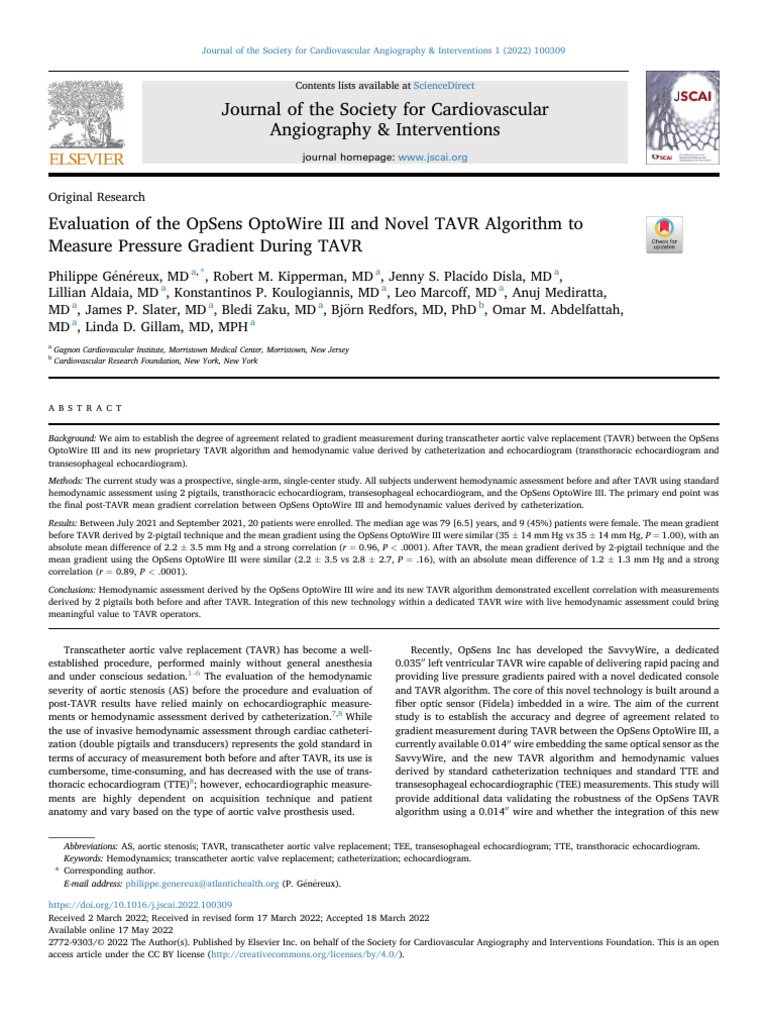Evaluation of The OpSens OptoWire III and Novel TA | PDF ...