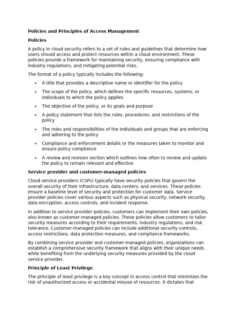 Policies and Principles of Access Management | PDF | Security | Computer Security
