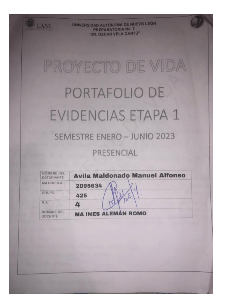 Ev1 ProyectoDeVida E1 | PDF