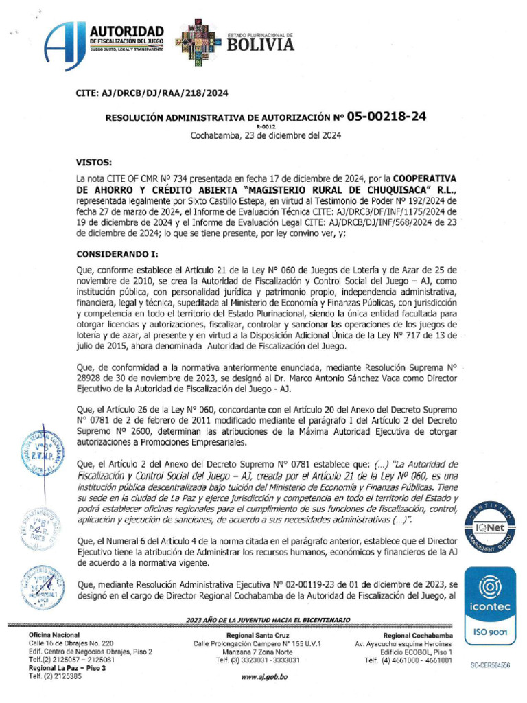 Raa N 05 00218 24 y Proyecto | PDF