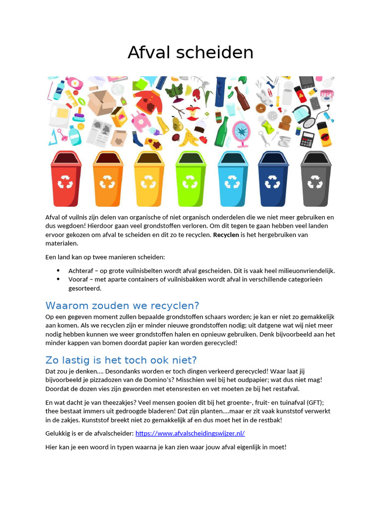 Afval Scheiden Opdracht | PDF