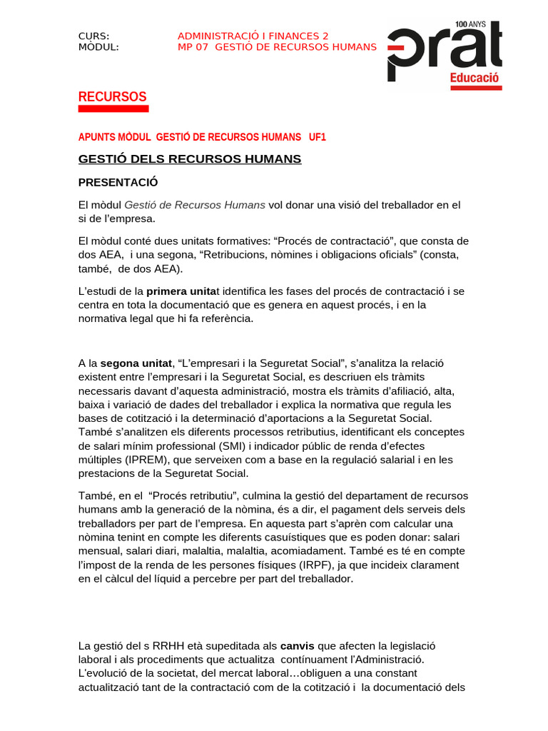 Ud1 Contracte de Treball. 2024-25 (3) | PDF