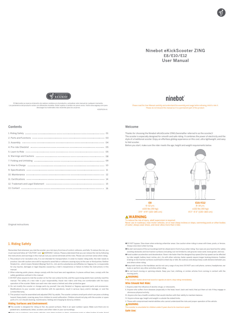 E8 E10 User Manual | PDF | Brake | Transport
