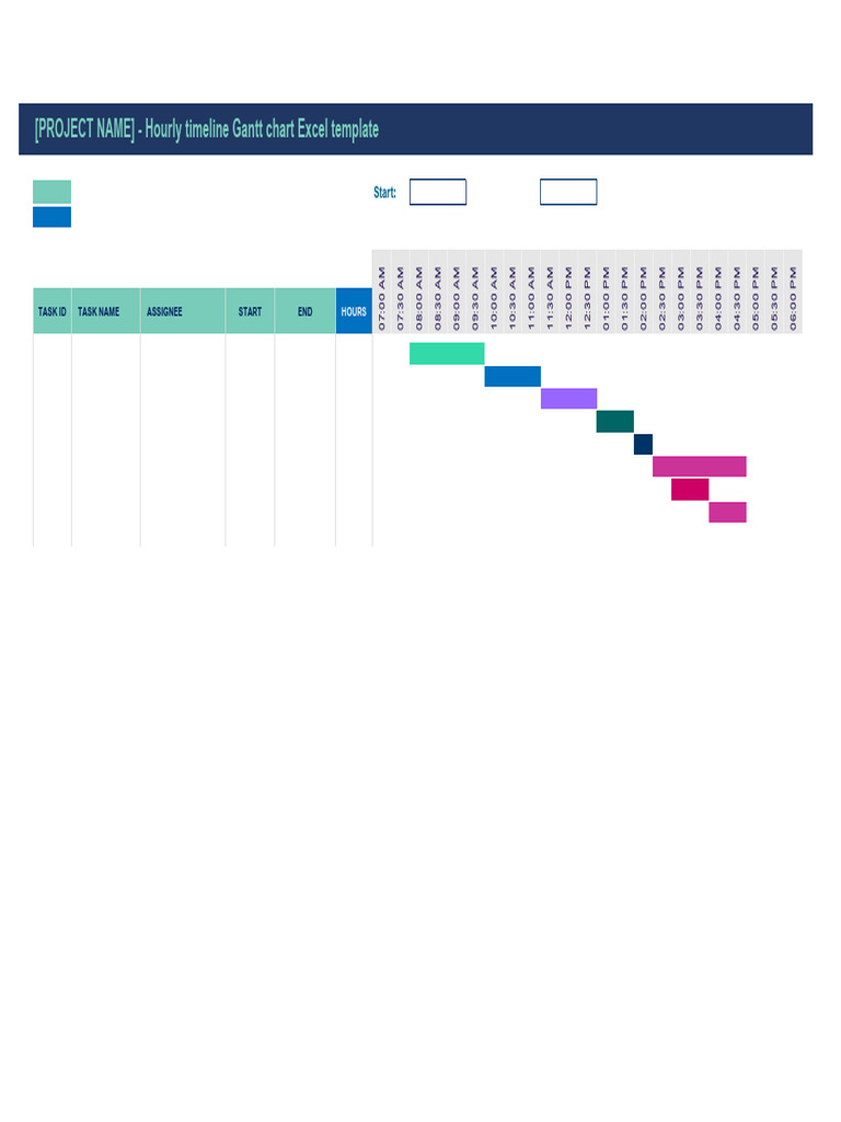 Hourly Schedule Gantt Chart Excel Template | PDF