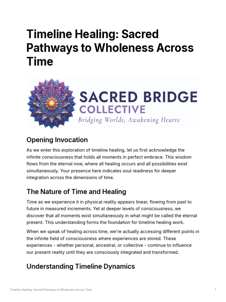 Timeline Healing Sacred Pathways To Wholeness Across Time | PDF | Time ...