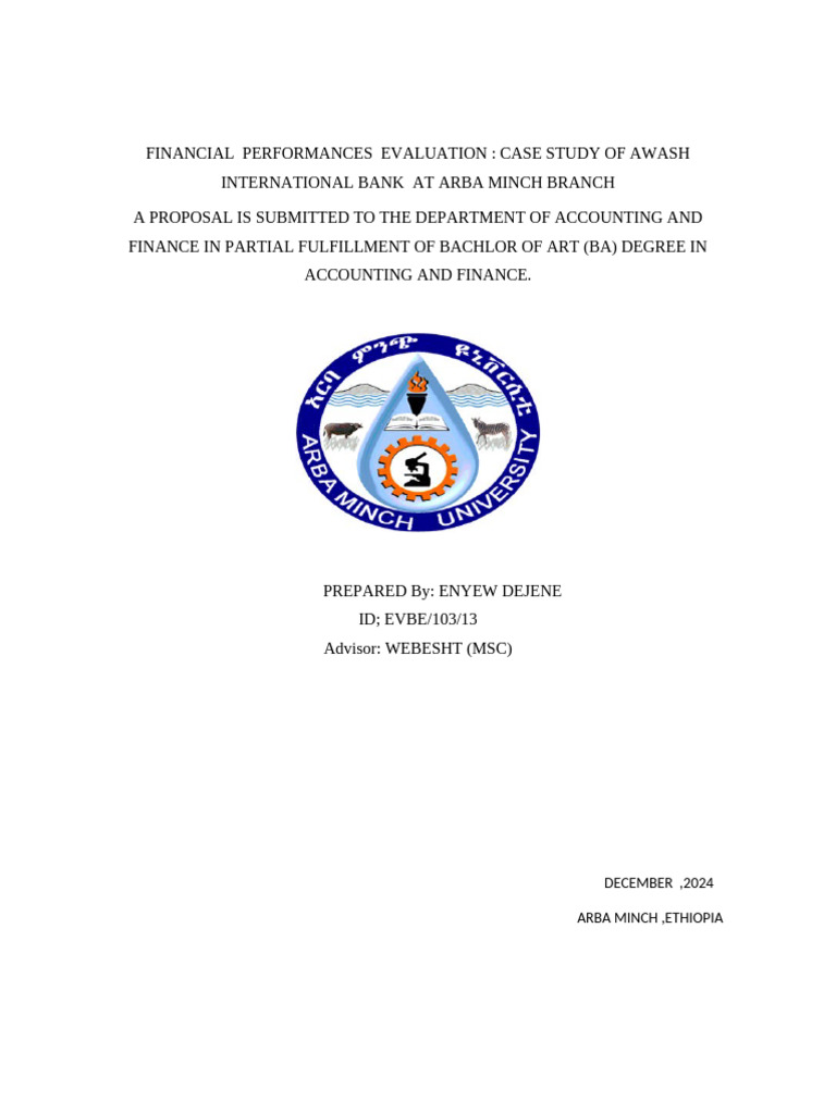 Enyew Dejene Proposal (1) Commented | PDF | Balance Sheet | Banks