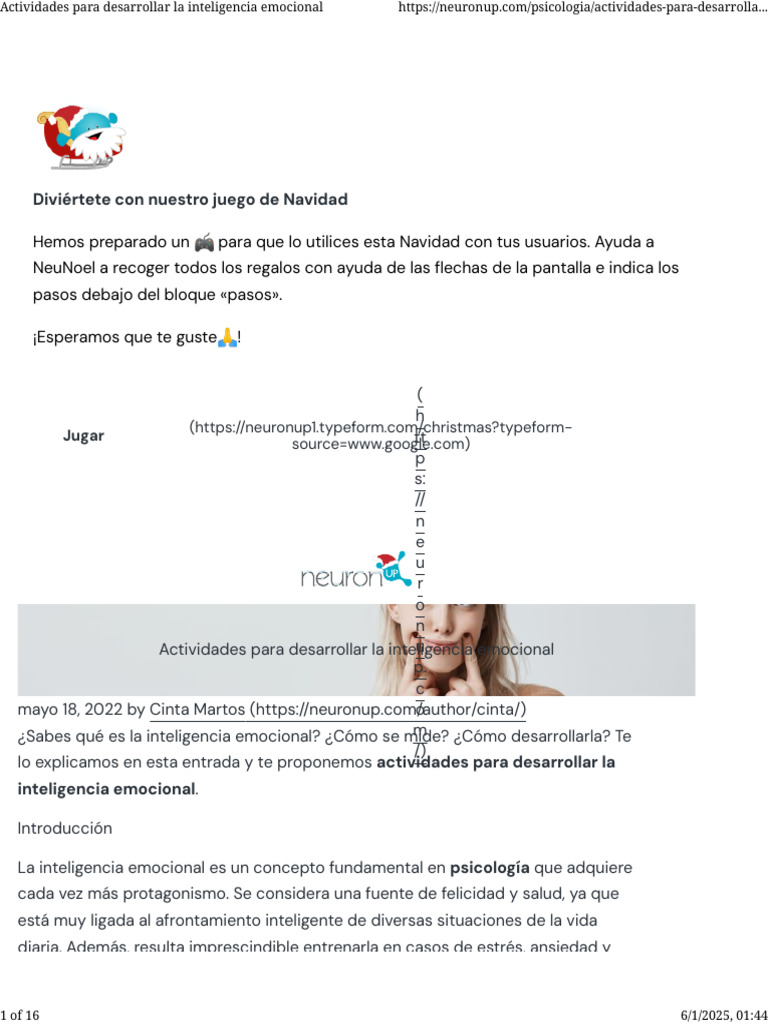 Actividades Xa Desarrollar Inteligencia Emocional | PDF | Las emociones ...