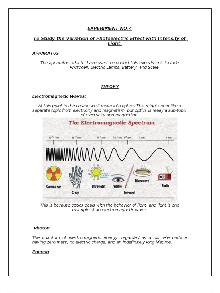Experiment No.4 To Study The Variation of Photoelectric Effect With ...
