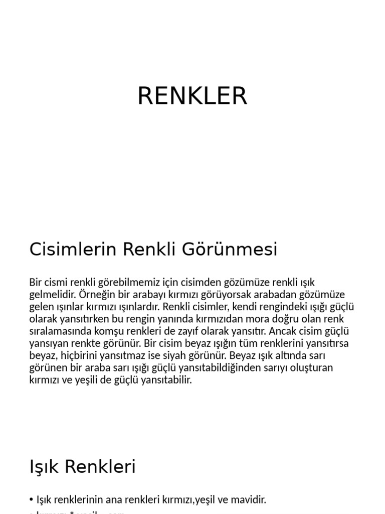 RENKLER Fizik Proje Ödev | PDF