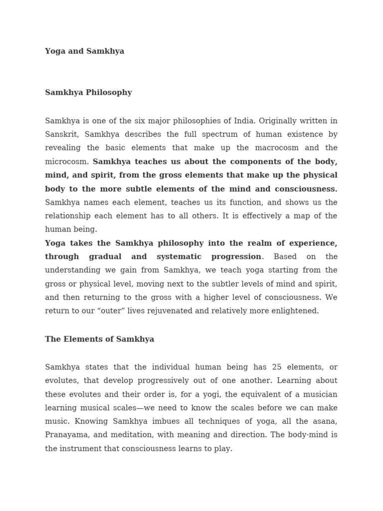 Understanding Samkhya in Yoga | PDF | Yoga | Religious Philosophical ...