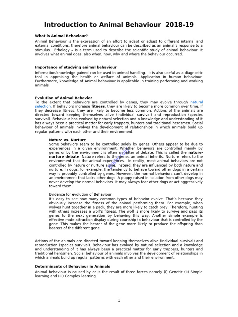 Understanding Animal Behaviour Basics | PDF | Classical Conditioning ...