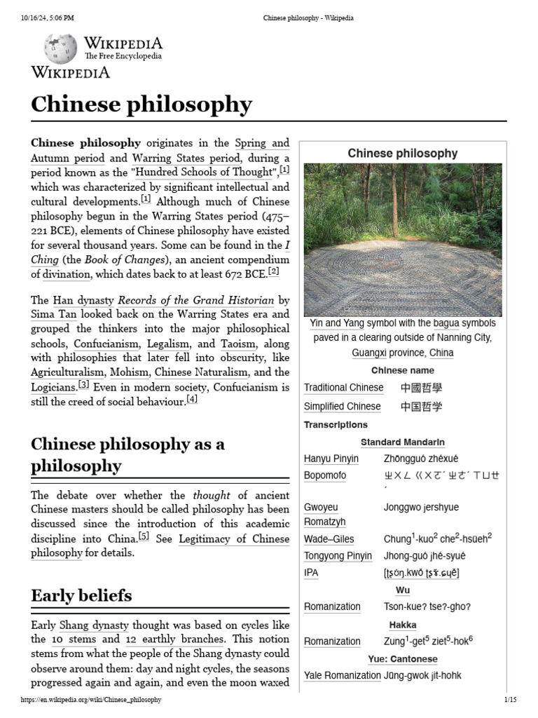 Chinese Philosophy - Wikipedia | PDF | Chinese Philosophy | Confucianism