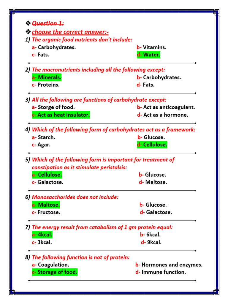 Nutrition Quiz: Macronutrients & Vitamins | PDF | Foods | Carbohydrates