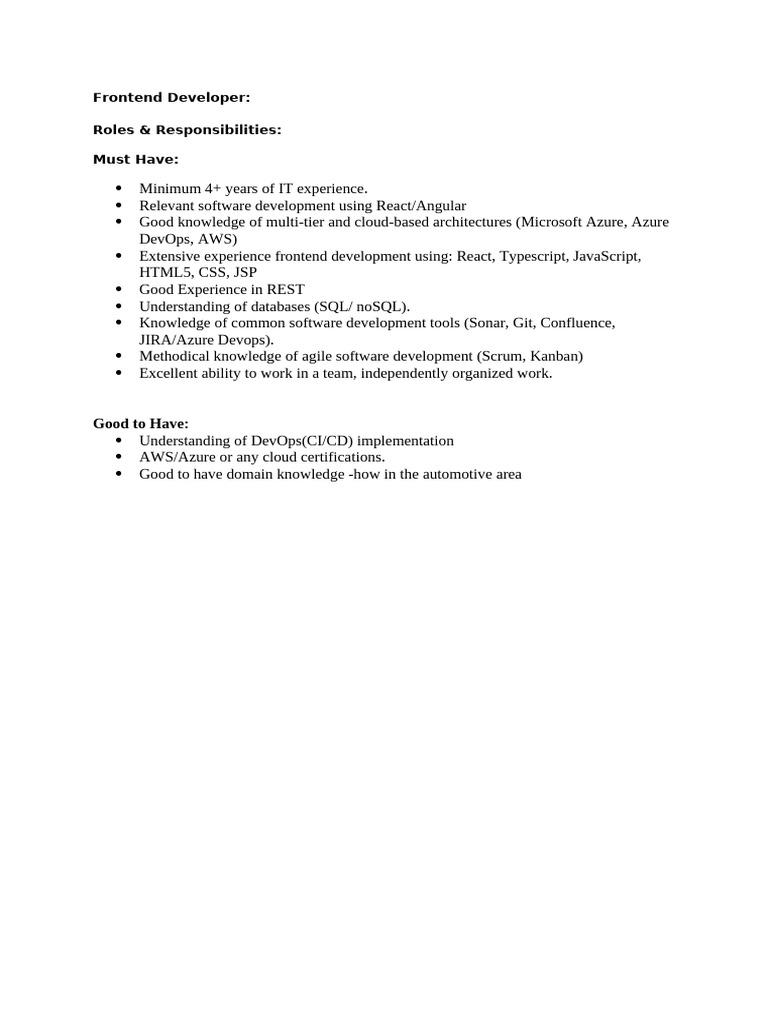 Frontend Developer - JD | PDF