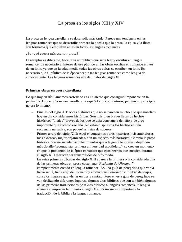 Evolución de la prosa castellana medieval | PDF | Retórica | Prosa