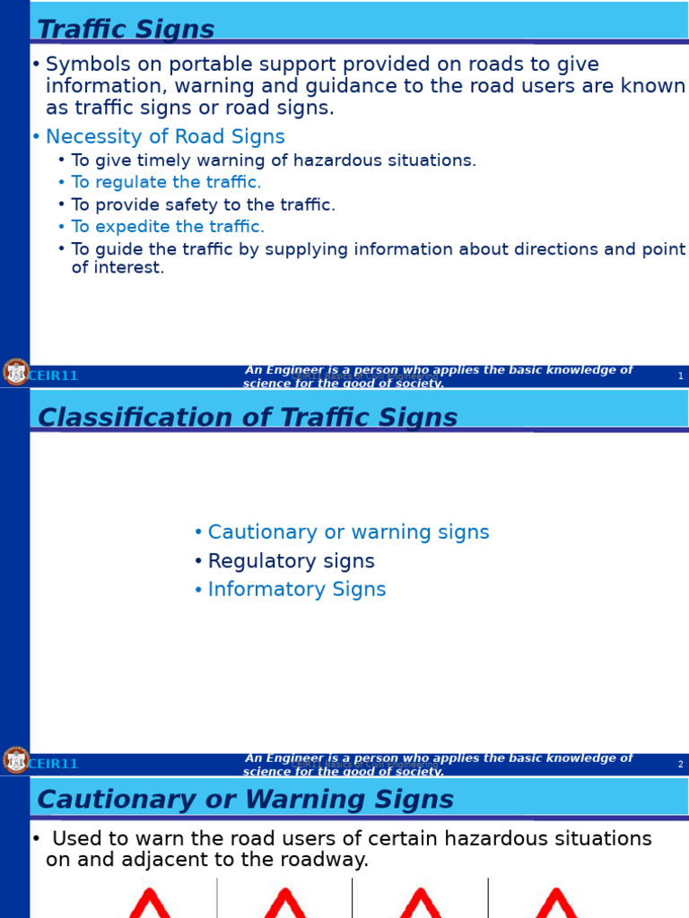 Types of Traffic Signs Explained | PDF | Civil Engineering | Safety