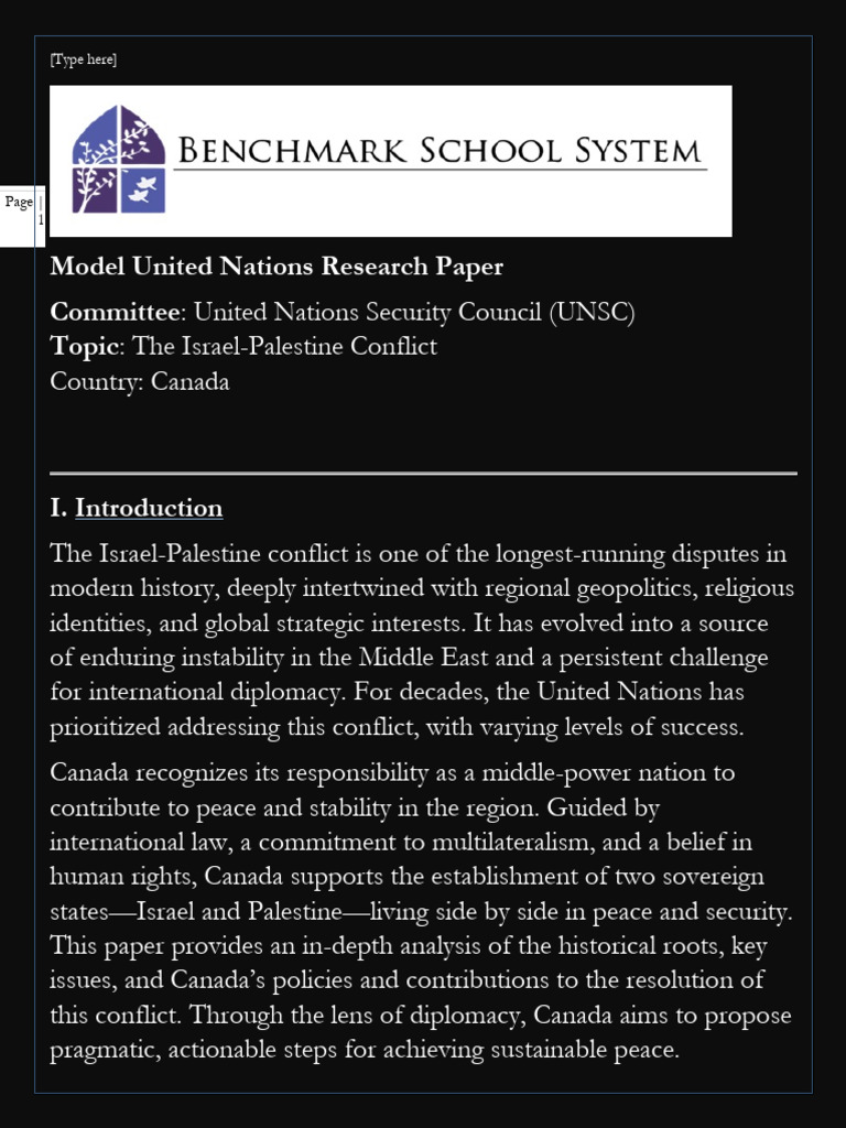 Canada’s Role in Israel-Palestine Peace | PDF | Israel | World Politics