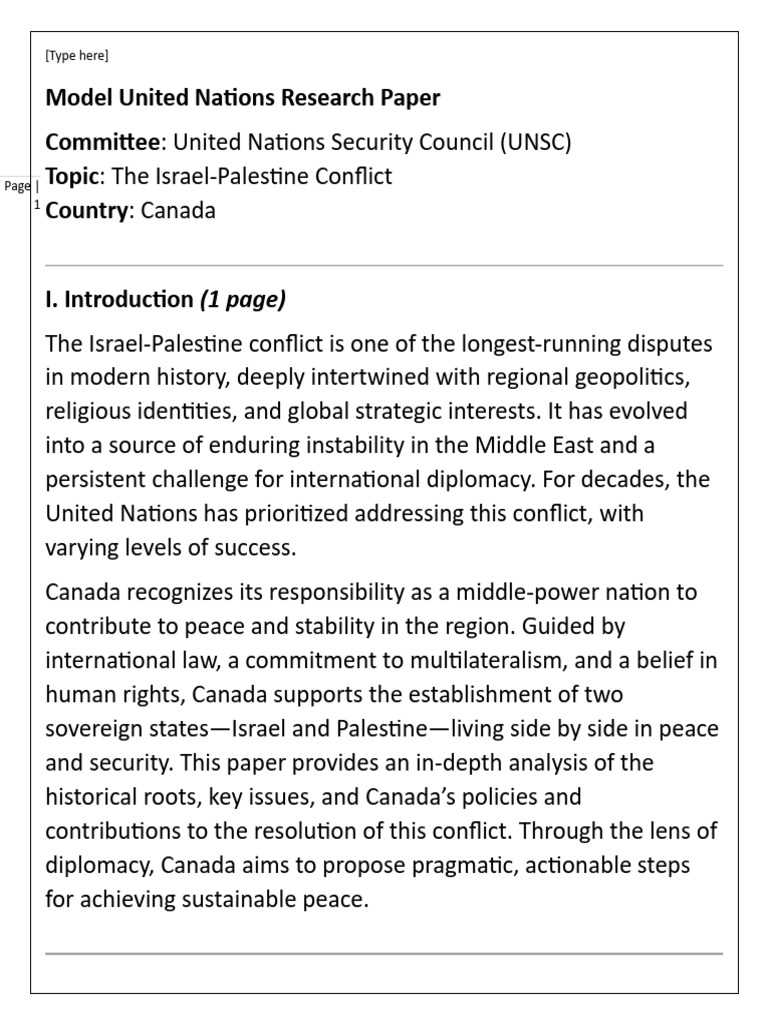 Model United Nations Research Paper | PDF | Israel | World Politics