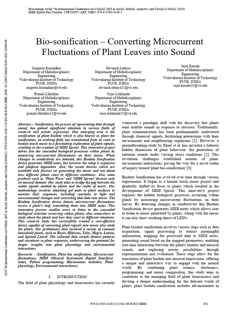 Bio-Sonification Converting Microcurrent Fluctuations of Plant Leaves ...
