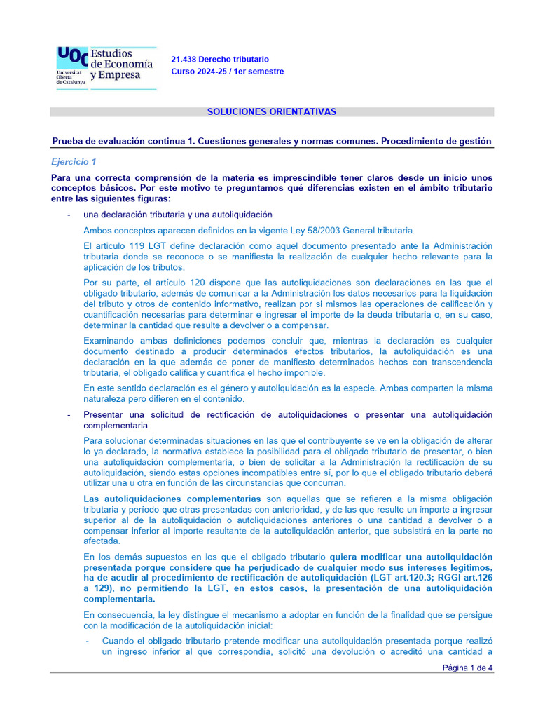 DT - PEC 1 - Solución | PDF | Estatuto de limitaciones | Contabilidad