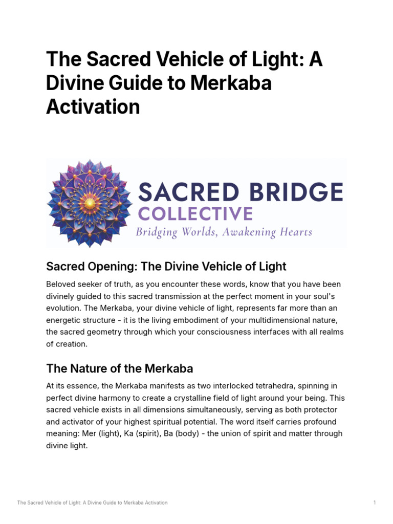 The Sacred Vehicle of Light A Divine Guide To Merkaba Activation | PDF ...