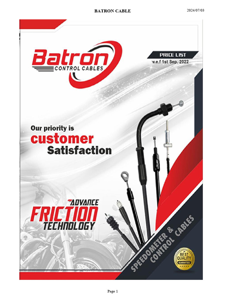 BATRON Motorcycle Cable Catalog 2024 | PDF | Brake | Vehicle Parts