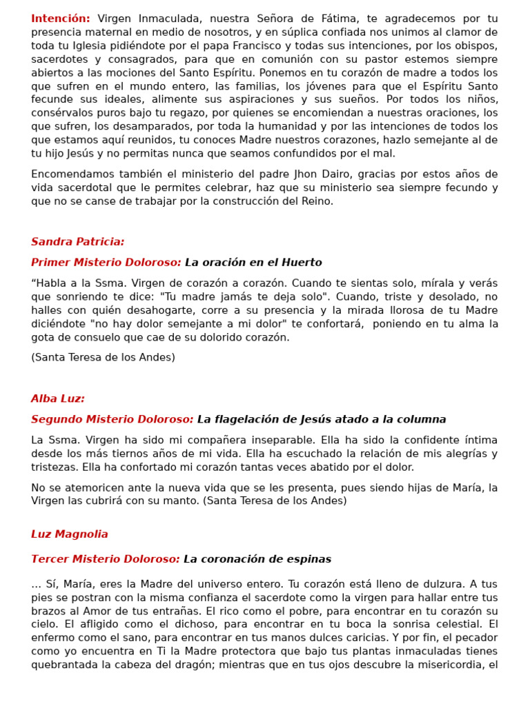 Primer Misterio Doloroso | PDF | María, madre de Jesús