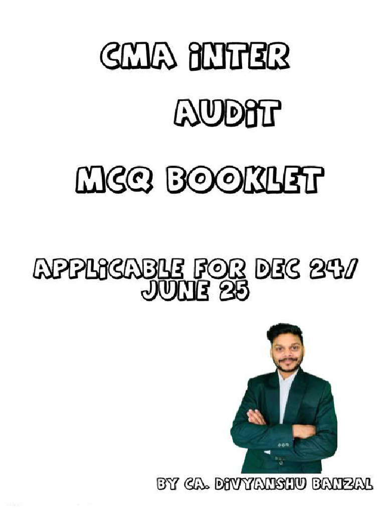 Cma Inter MCQ | PDF | Audit | Internal Control