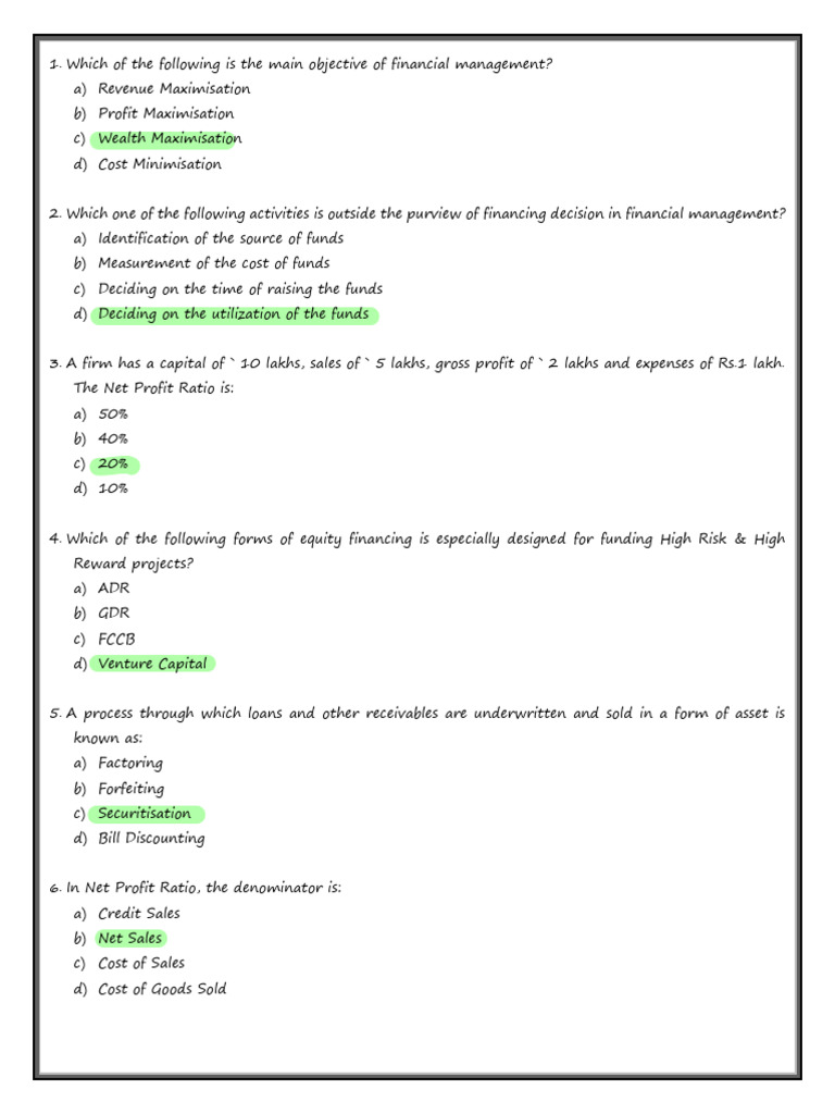 FM MCQ's solutions | PDF | Dividend | Book Value