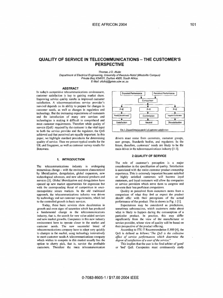 Quality of Service in Telecommunications - The-Customers Perspect | PDF ...