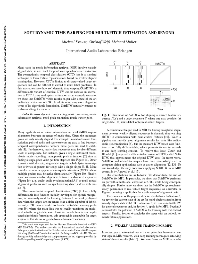 2023 ICASSP Soft Dynamic Time Warping For Multi-Pitch Estimation and Beyond | PDF | Applied ...