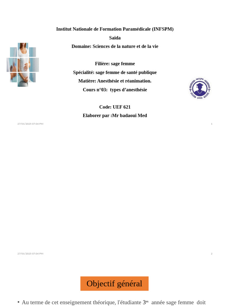 Types D'anesthésie Complet | PDF | Anesthésie | Nerf