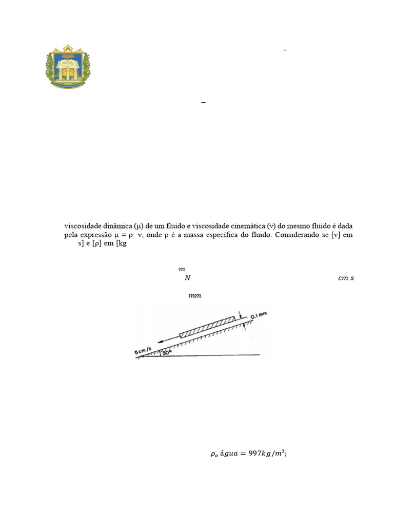 1 Lista de Exerccios - MecFlu - Esttica Dos Fluidos | PDF | Viscosidade | Pressão