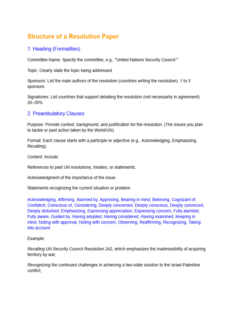 Resolution Paper Structure Guide | PDF | United Nations | International ...