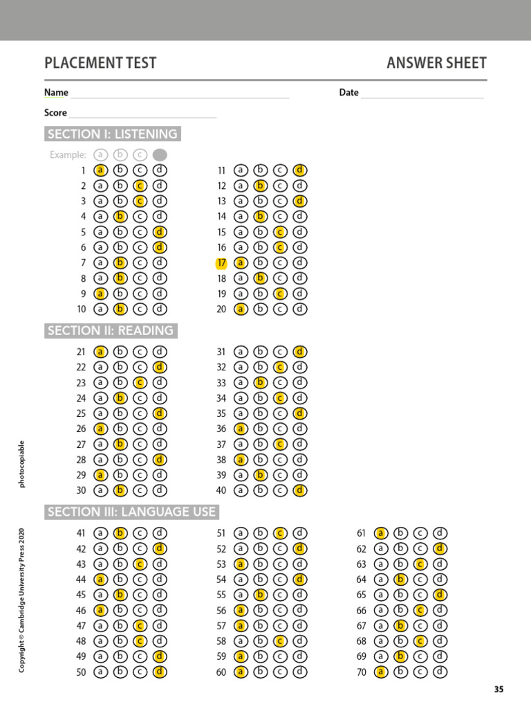 Answer Sheet | PDF