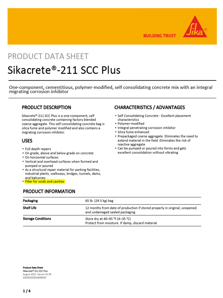 sikacrete_-211_sccplus | PDF | Concrete | Materials