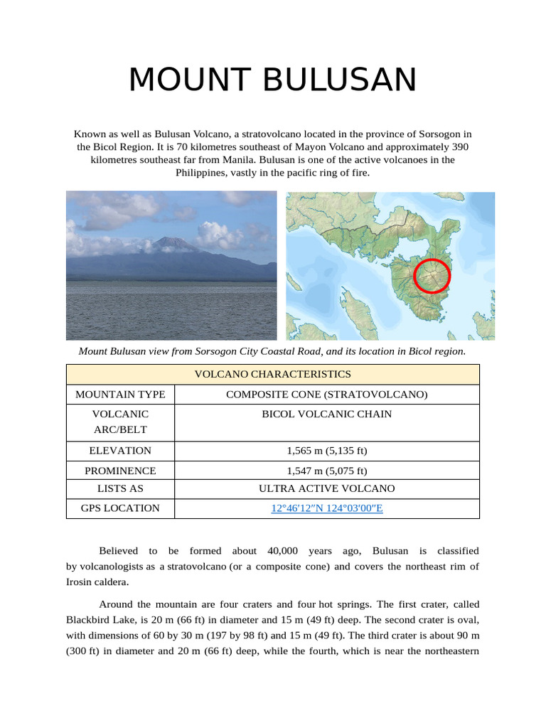 Mount Bulusan: Active Stratovolcano in Sorsogon | PDF