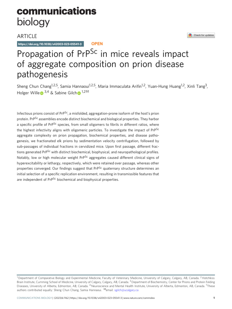 PrPSc Aggregate Impact on Prion Disease | PDF | Biochemistry | Chemistry