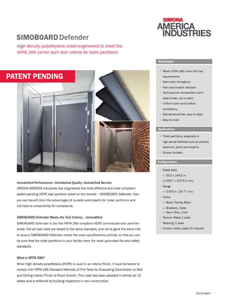 SIMOBOARD Defender: NFPA 286 Compliant HDPE Sheets | PDF | Implied ...