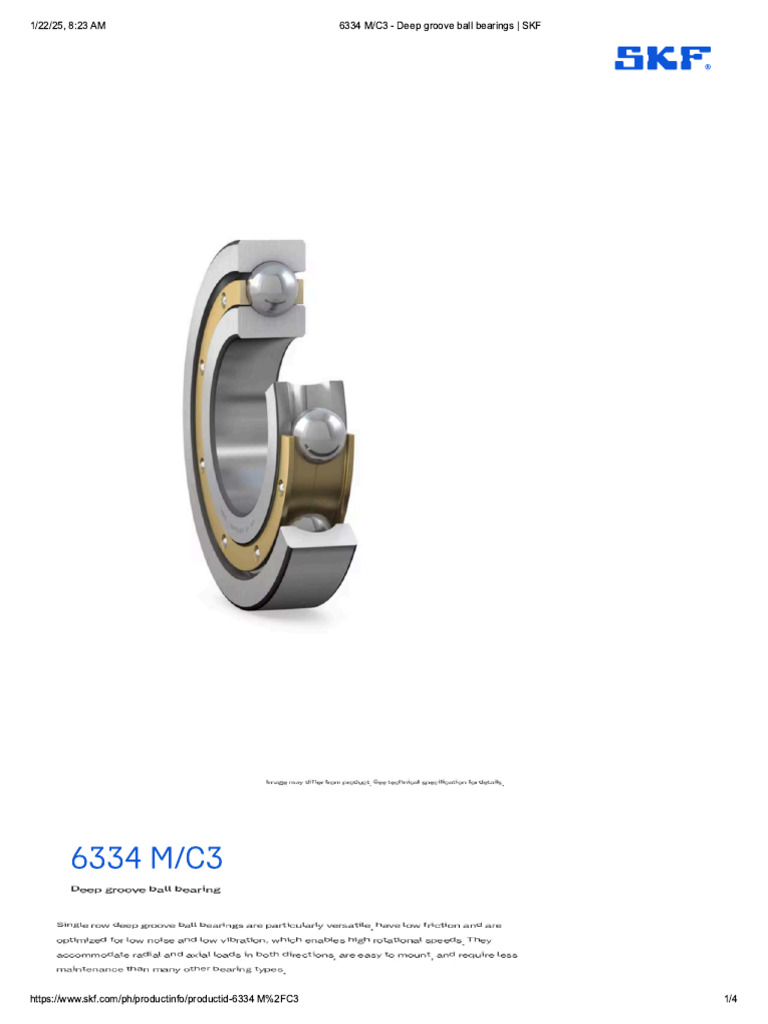6334 M_C3 - Deep groove ball bearings _ SKF | PDF