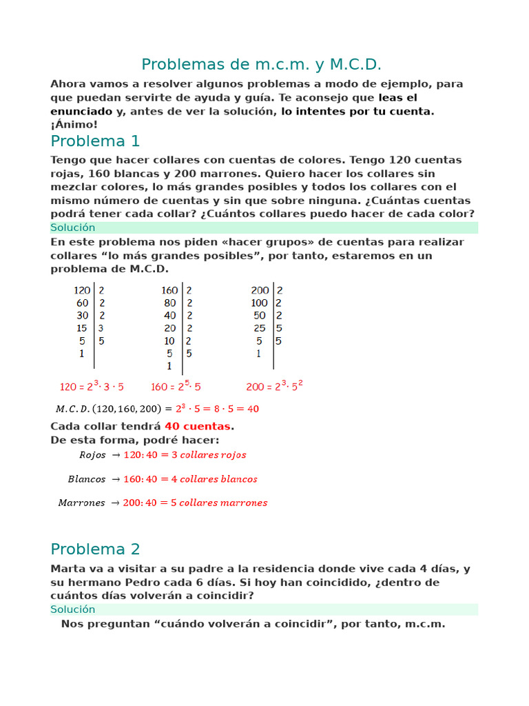 Problems MCM MCD Resolts | PDF