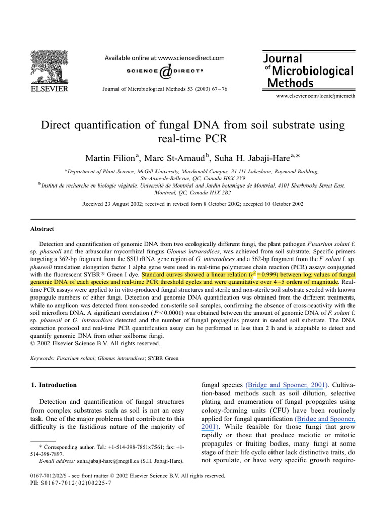 Fungi QPCR Quantification | PDF | Real Time Polymerase Chain Reaction ...