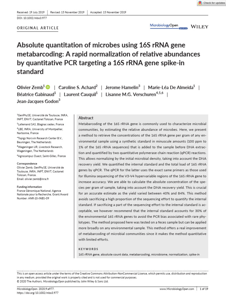 MicrobiologyOpen - 2020 - Zemb - Absolute quantitation of microbes using 16S rRNA gene ...