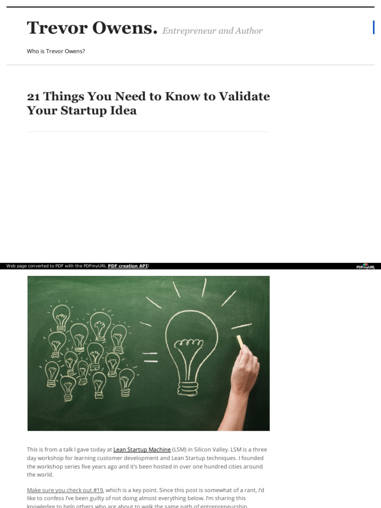 Validate Your Startup Idea: 21 Key Tips | PDF | Startup Company | Small ...