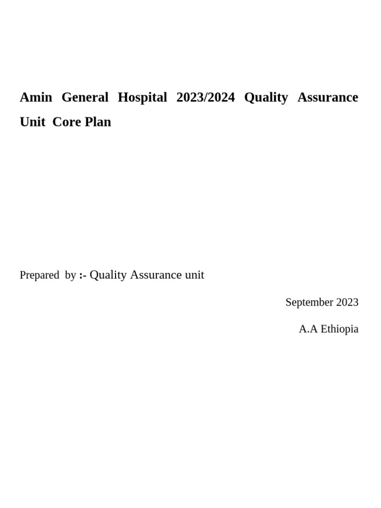 AGH Quality Unit Core Plan | PDF | Patient Safety | Patient