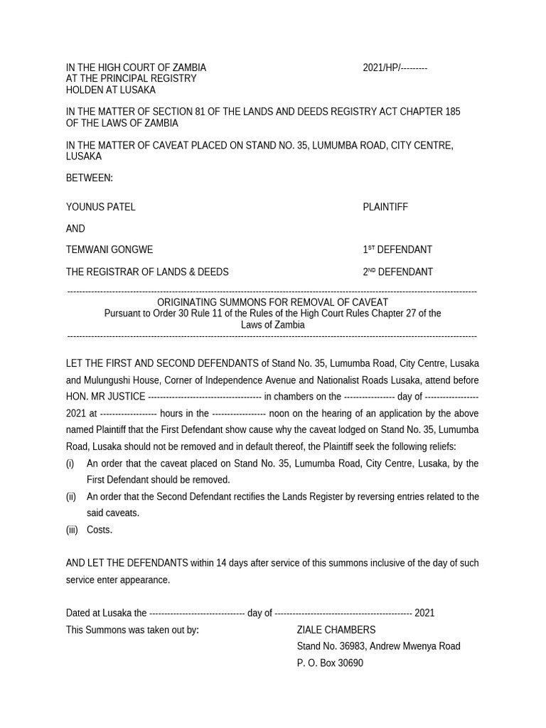 Court Order for Caveat Removal | PDF | Legal Concepts | Public Law